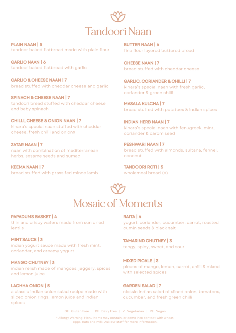 Menu | Kinara Indian Restaurant