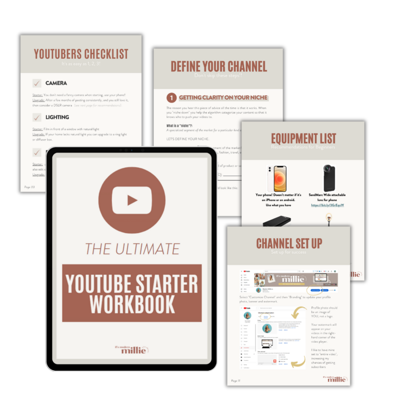 The Ultimate YouTube Starter Workbook | It's Modern Millie