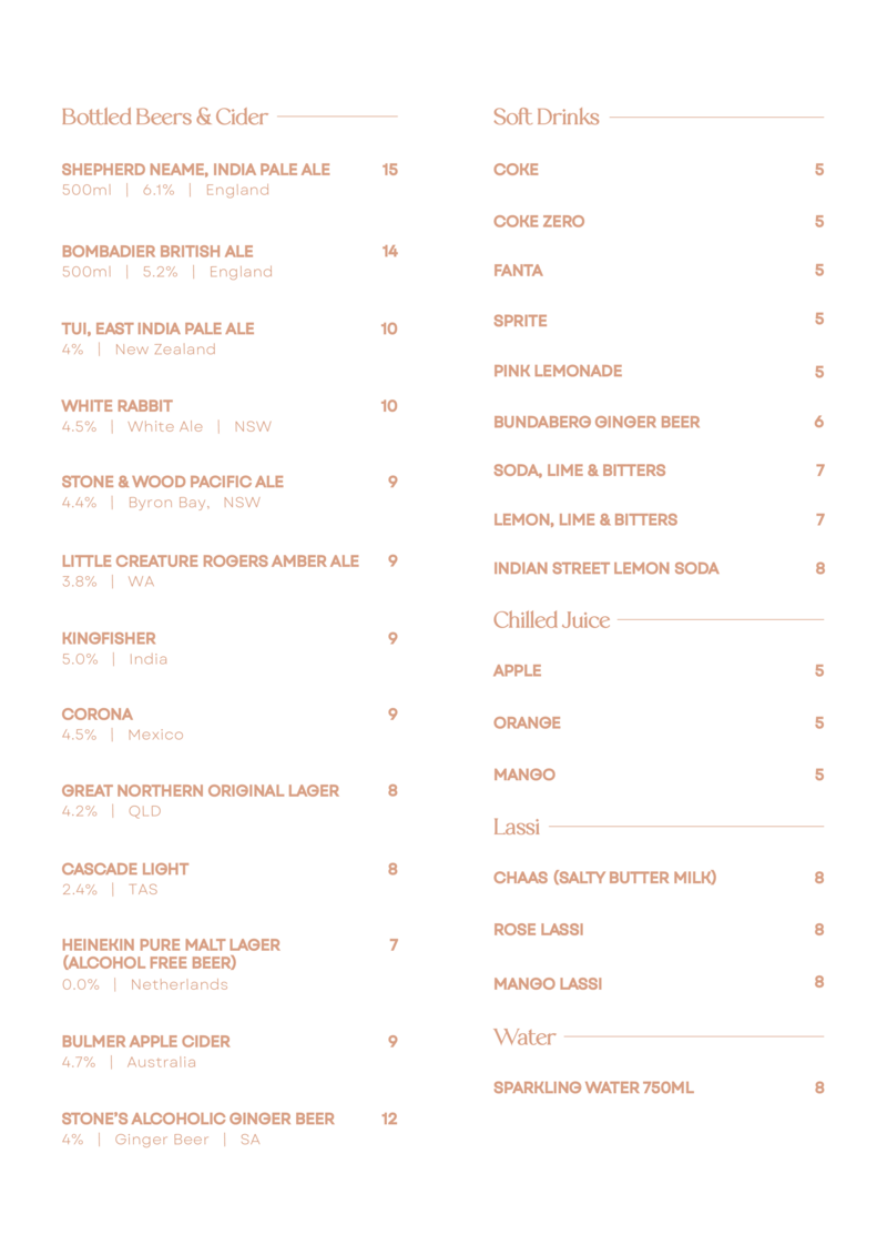 Menu | Kinara Indian Restaurant