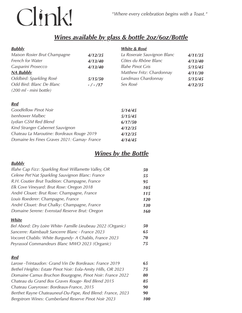 Seasonal Menu