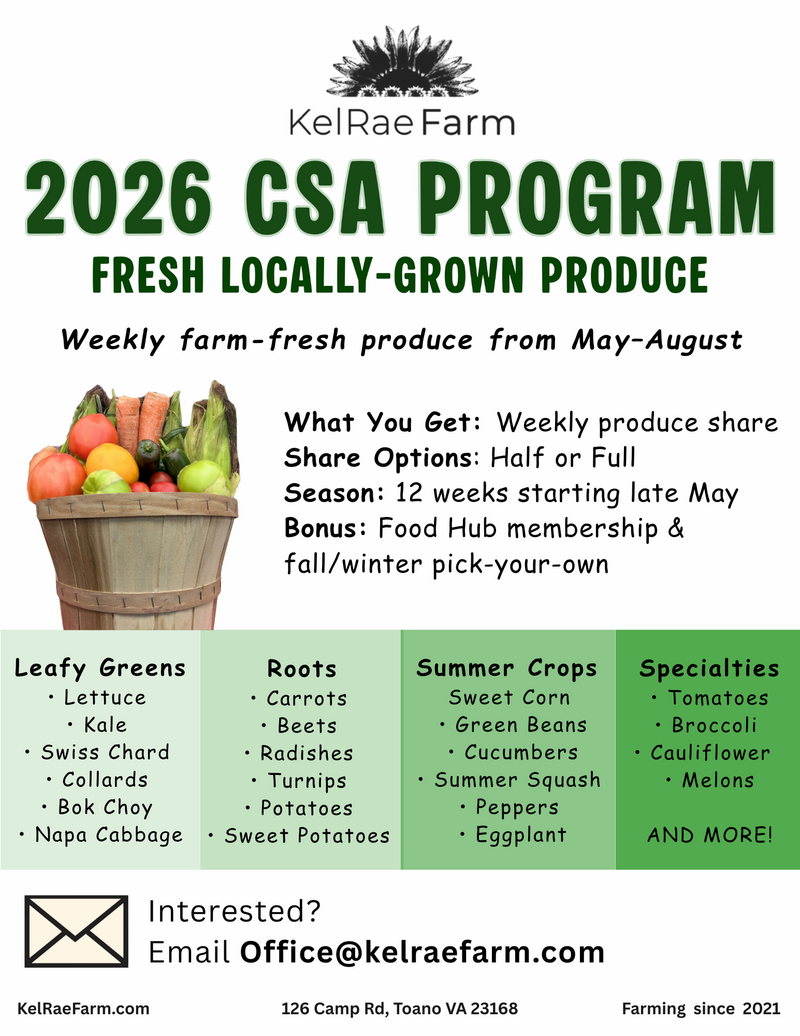CSA Program – Fresh Local Produce from KelRae Farm, Toano VA