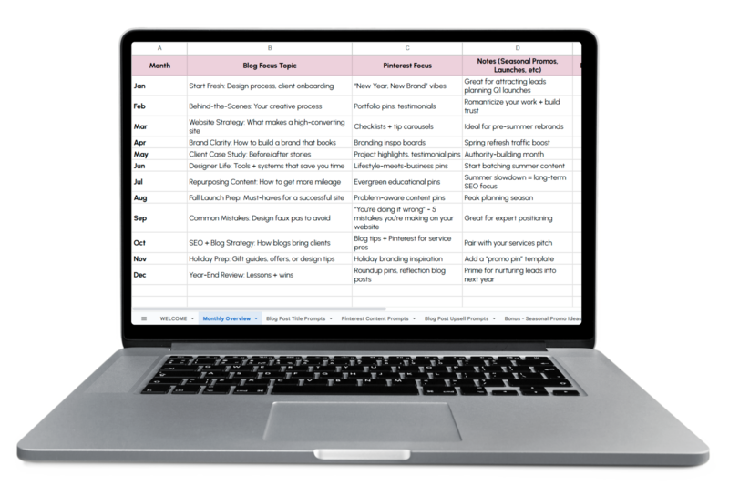 Done-For-You Blog & Pinterest Content Calendar