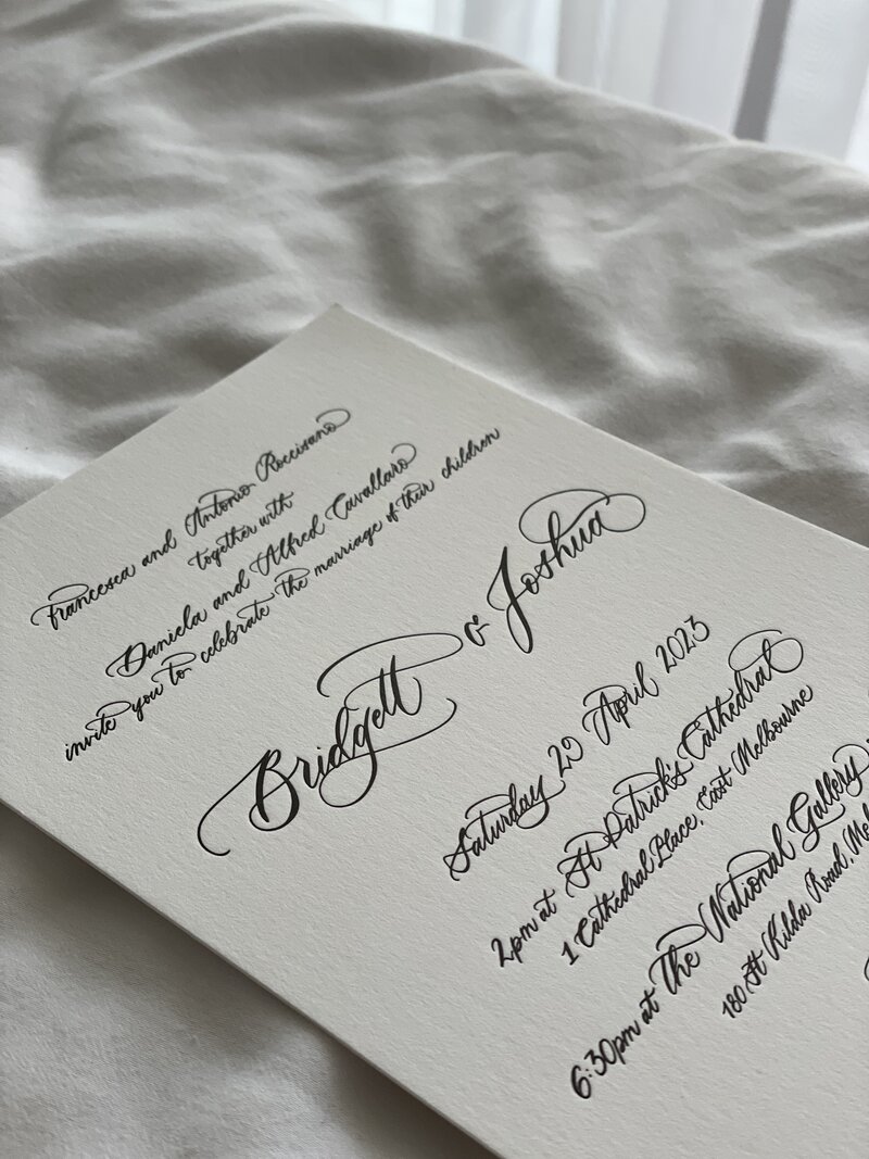 Custom modern calligraphy wedding invitation stationery